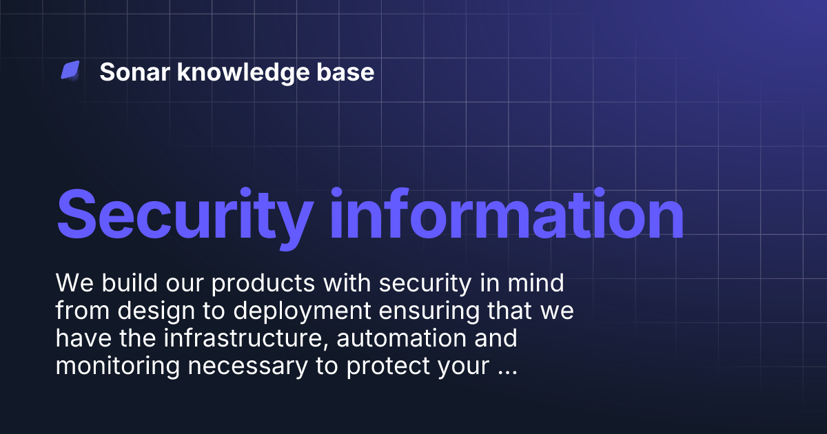 Security information | Sonar knowledge base
